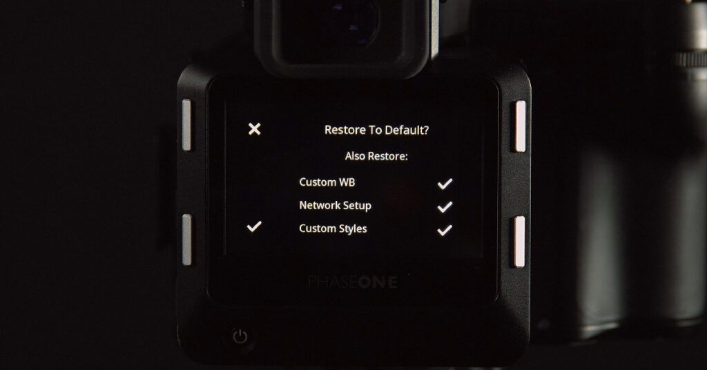 Resetting your XF Camera System to default - Phase One Corporate